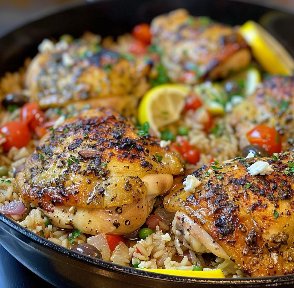 One-Pan Greek Chicken and Rice Recipe: Mediterranean Delight