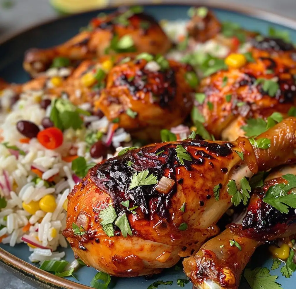 Sticky Chilli Roast Chicken with Zesty Rice Salad Recipe