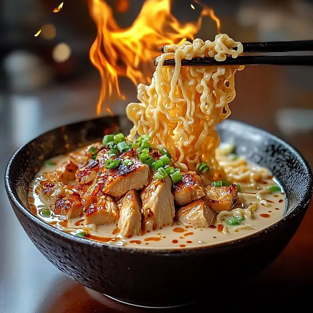 Fiery Chicken Ramen with Creamy Garlic Sauce - Delicious Recipe