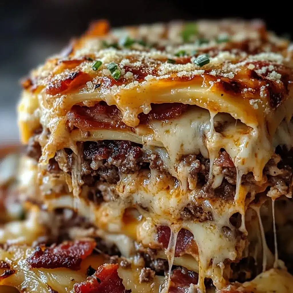 Parmesan Garlic Bacon Cheeseburger Lasagna Delight