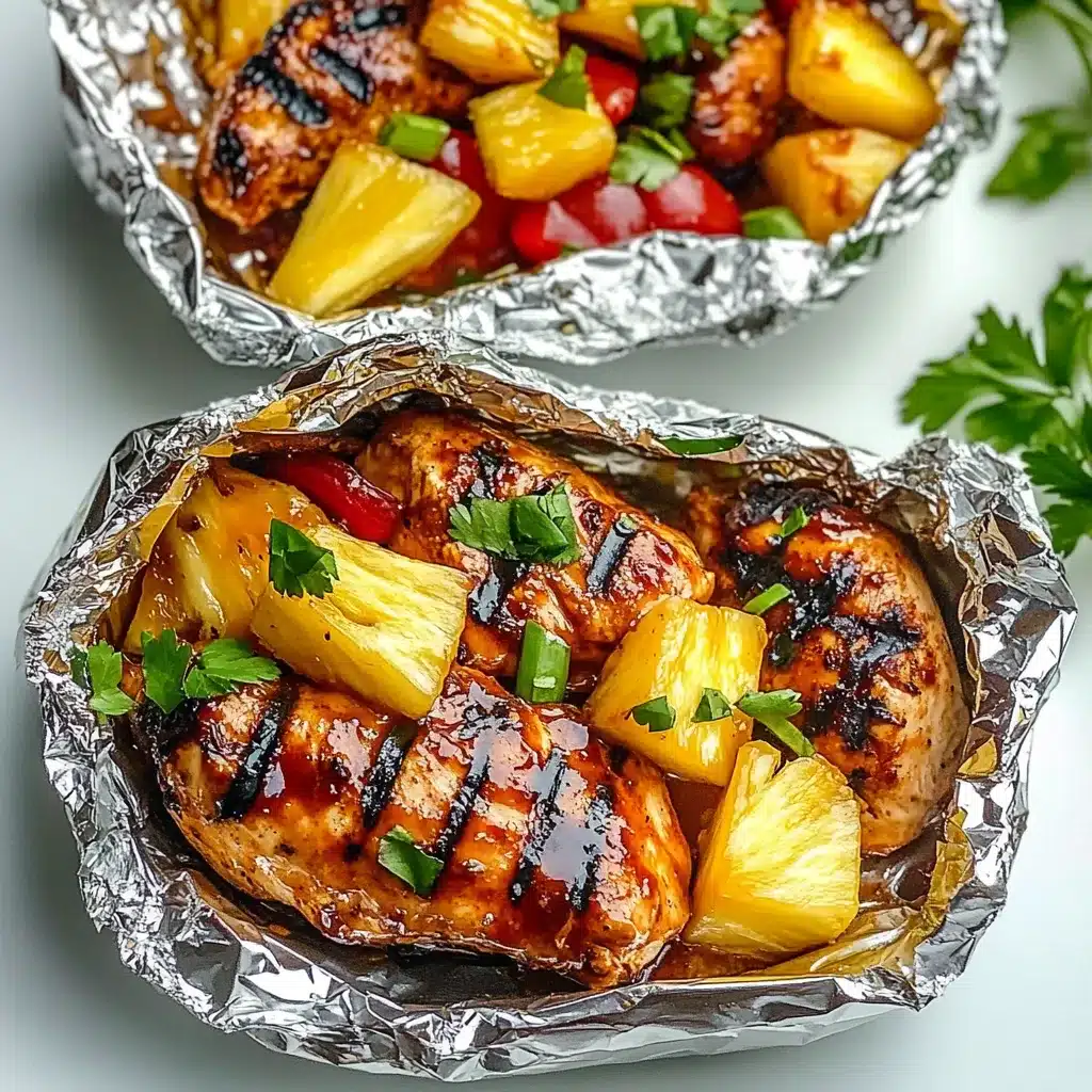 Hawaiian BBQ Chicken and Pineapple Foil Packets Delight
