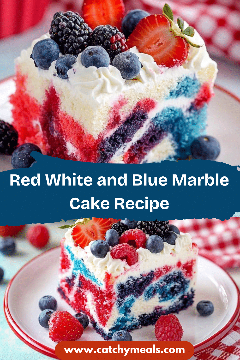 RED WHITE AND BLUE MARBLE CAKE