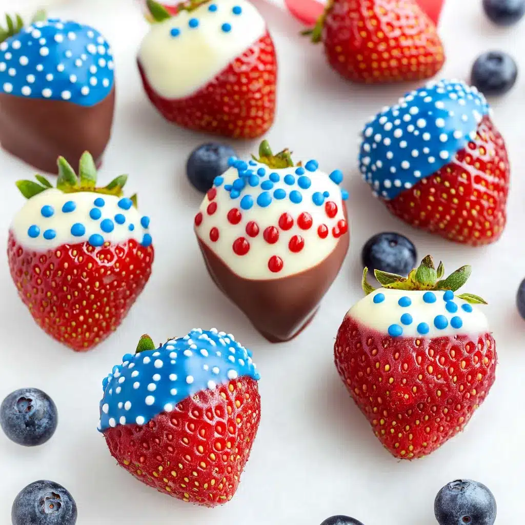 RED, WHITE & BLUE CHOCOLATE COVERED STRAWBERRIES