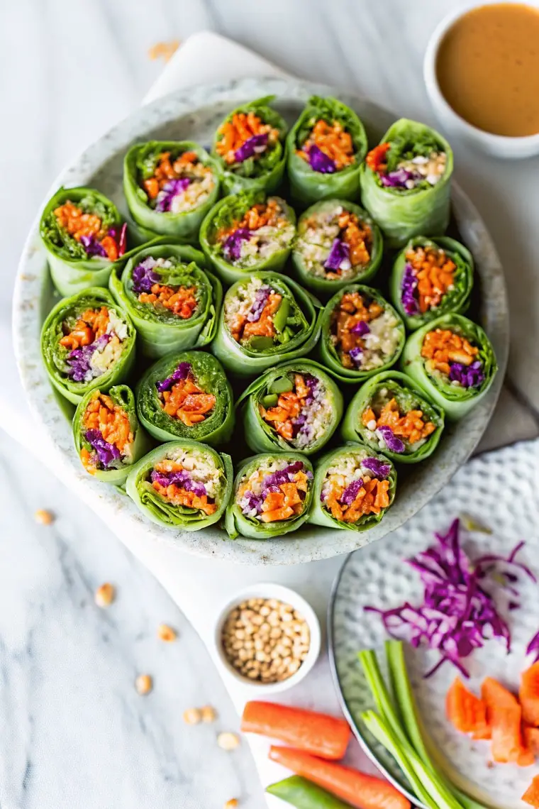 Vegetable Spring Rolls with Peanut Sauce - A Delicious Treat