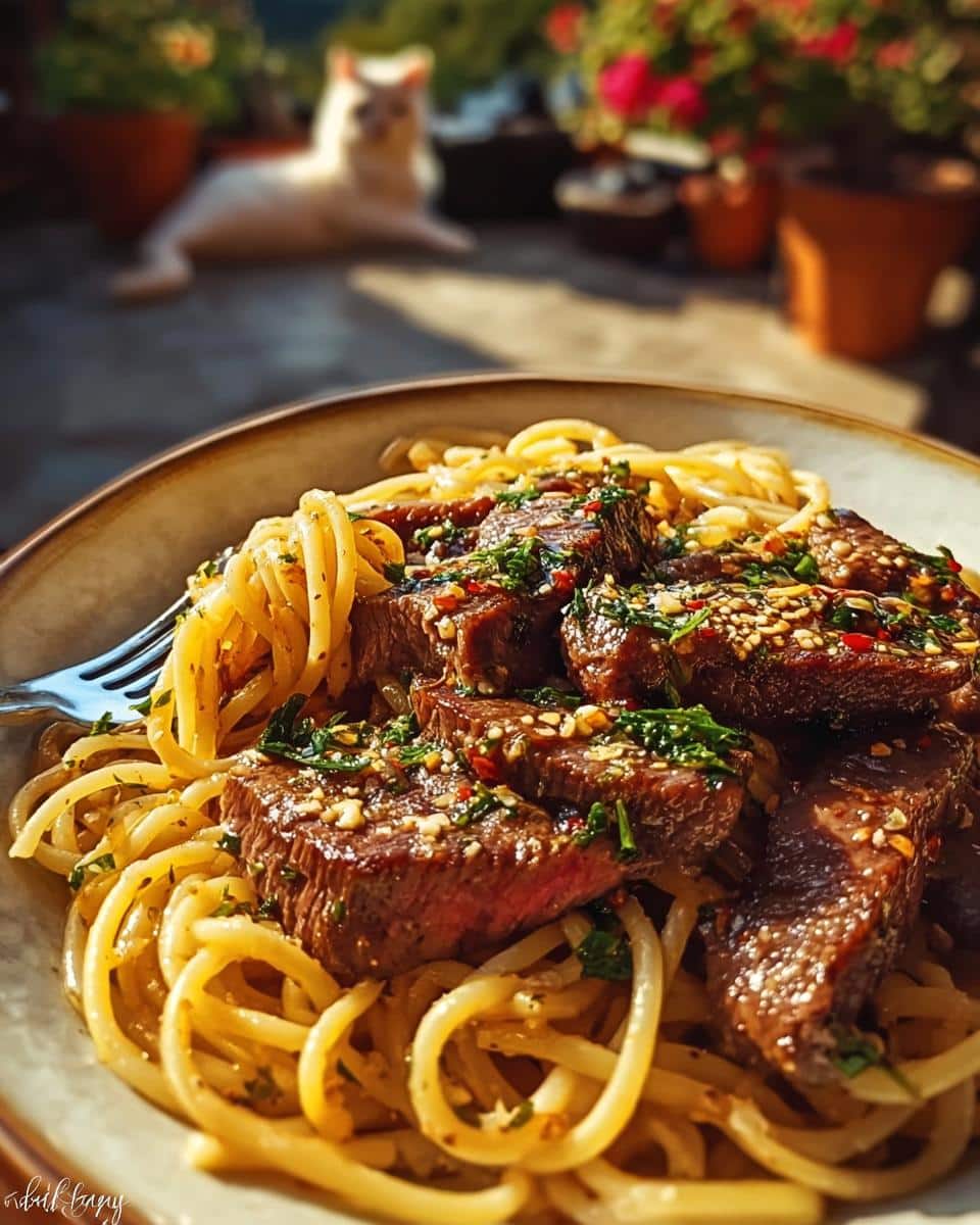 25-Minute Garlic Steak Pasta That Will Blow Your Mind