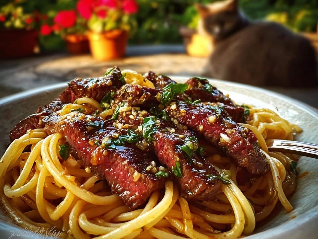 25-Minute Garlic Steak Pasta That Will Blow Your Mind