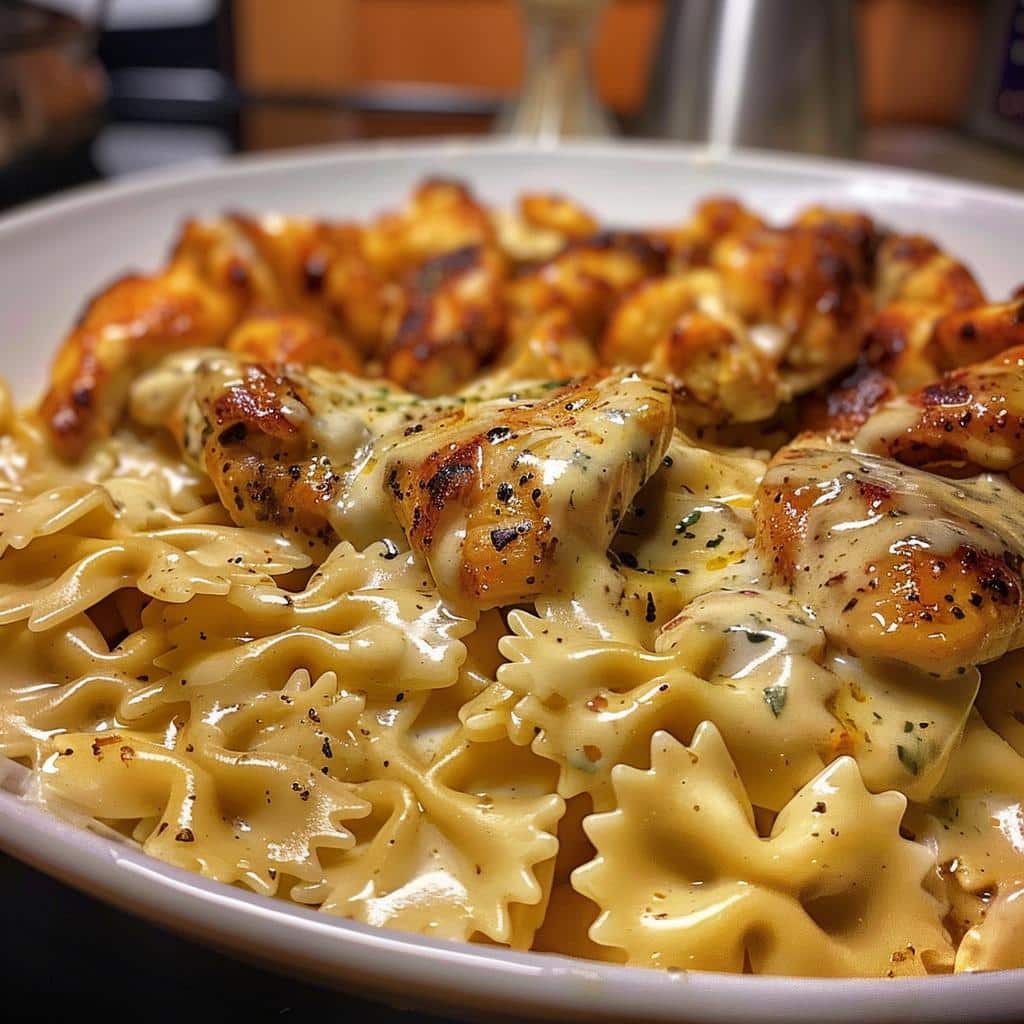 Creamy Mozzarella Garlic Butter Chicken Bowties in 5 Steps