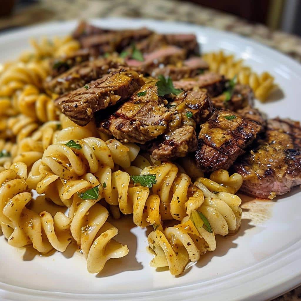 30-Minute Spicy Garlic Butter Steak Mozzarella Rotini – Irresistible ...