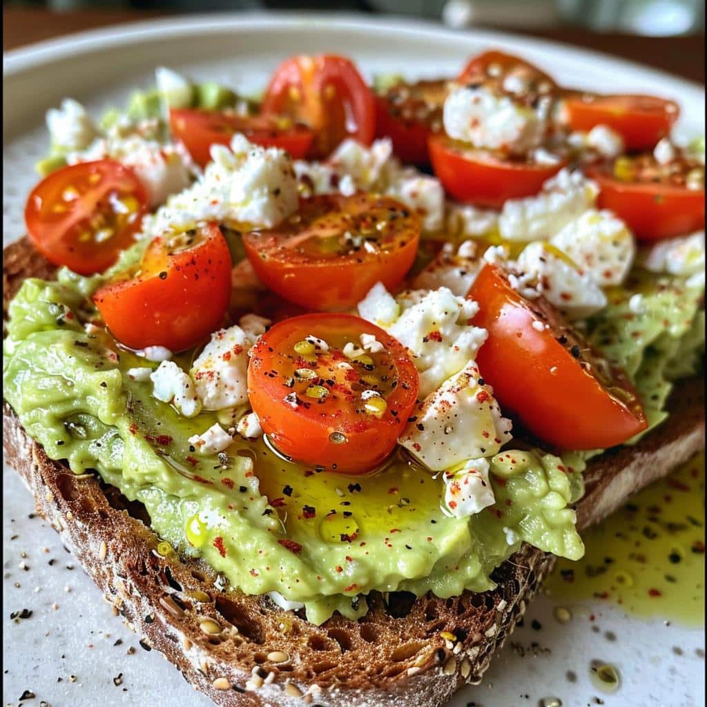 7-Minute Avocado Toast with Feta & Cherry Tomatoes Perfection