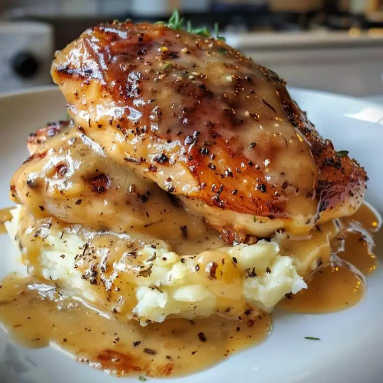 Hearty Chicken and Garlic Gravy with Cheesy Mashed Potatoes for 4