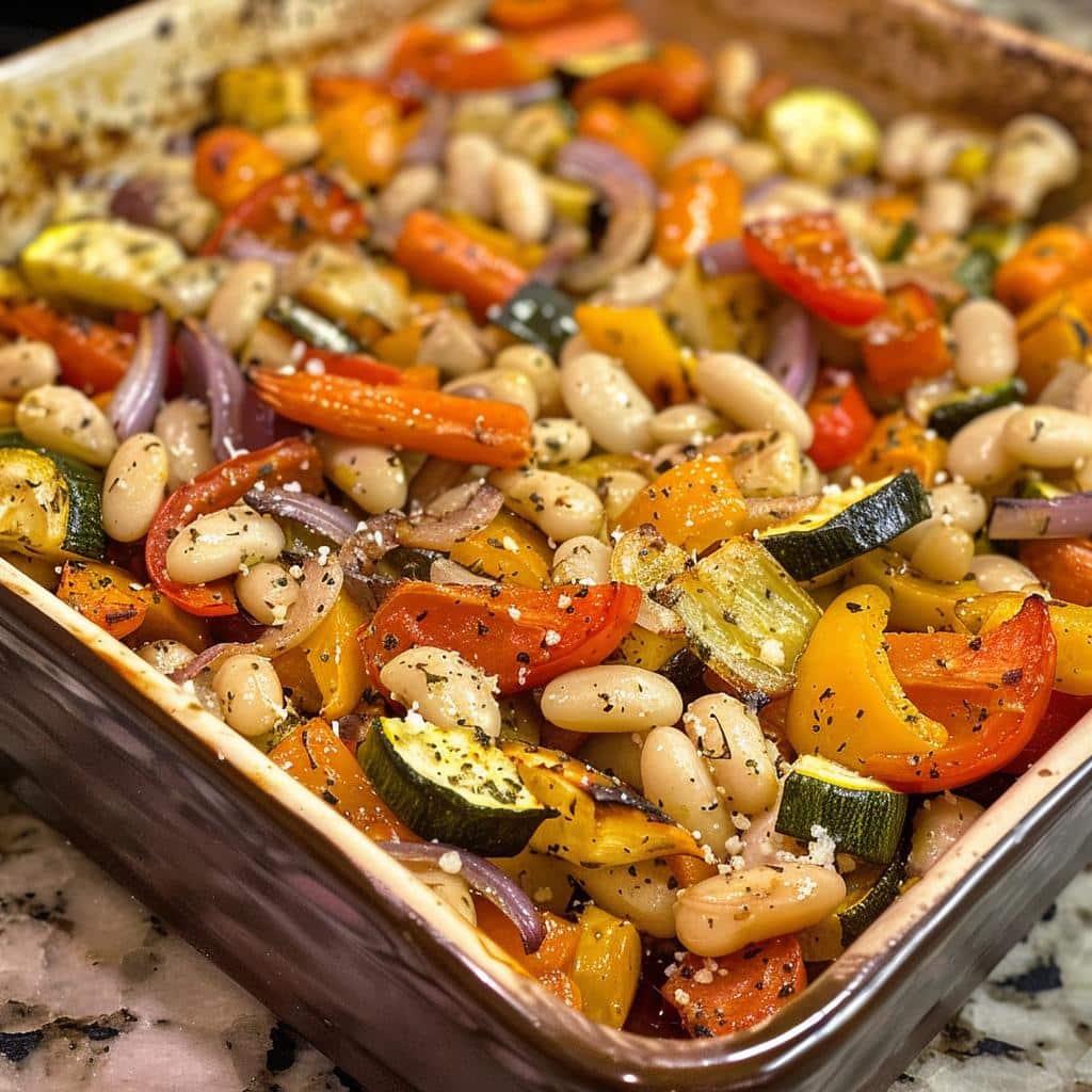 Rustic Roasted Vegetable Bake with Cannellini Beans: 5-Star Flavor with 3 Easy Steps
