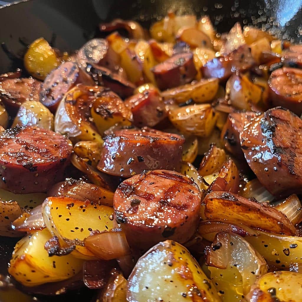 30-Minute Smoked Beef Sausage & Potato Skillet - Irresistibly Easy