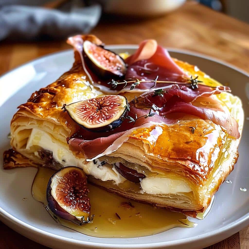 5-Ingredient Baked Brie in Puff Pastry with Honey Fig Bliss