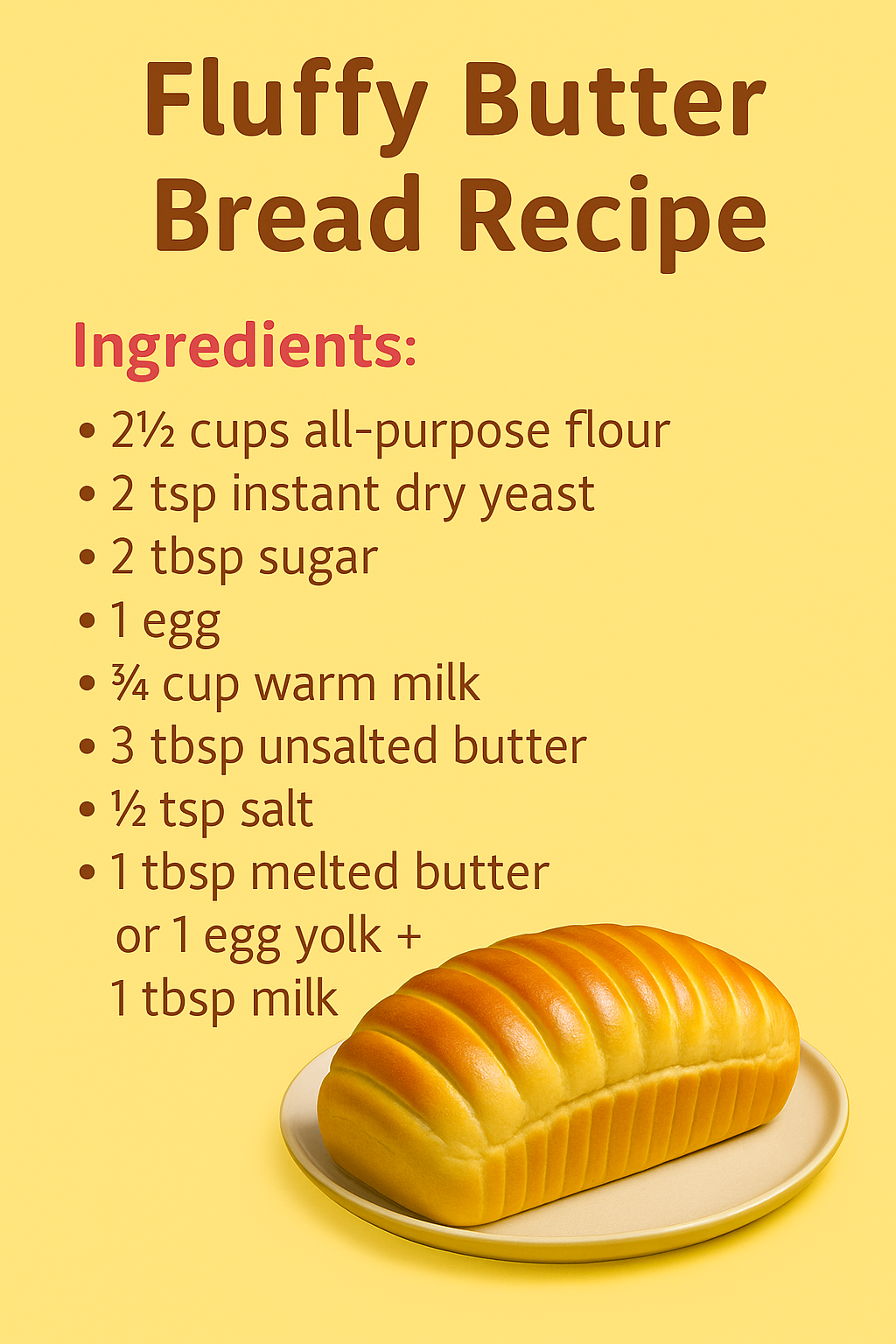 Fluffy Butter Bread – Soft, Golden, and Irresistibly Buttery