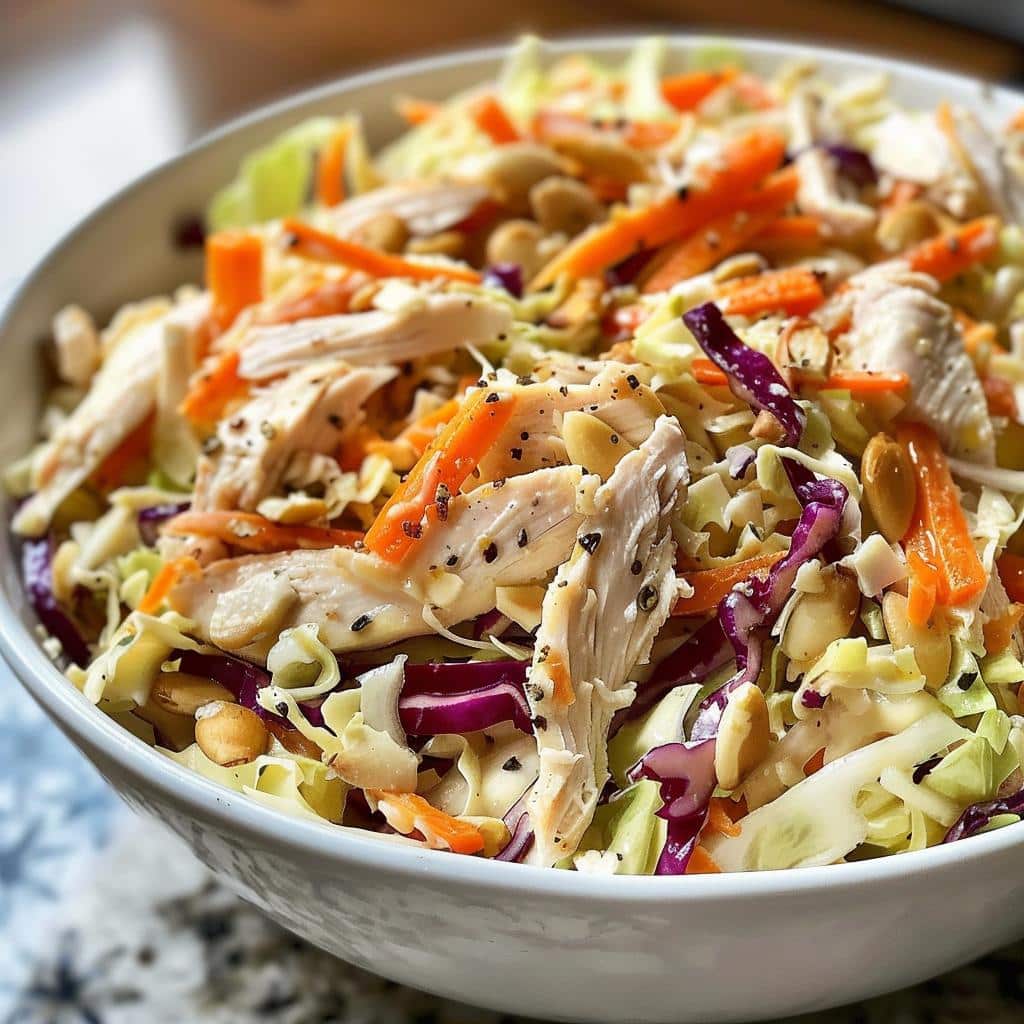 Crunchy 15-Minute Chicken Coleslaw Recipe with a Tangy Twist