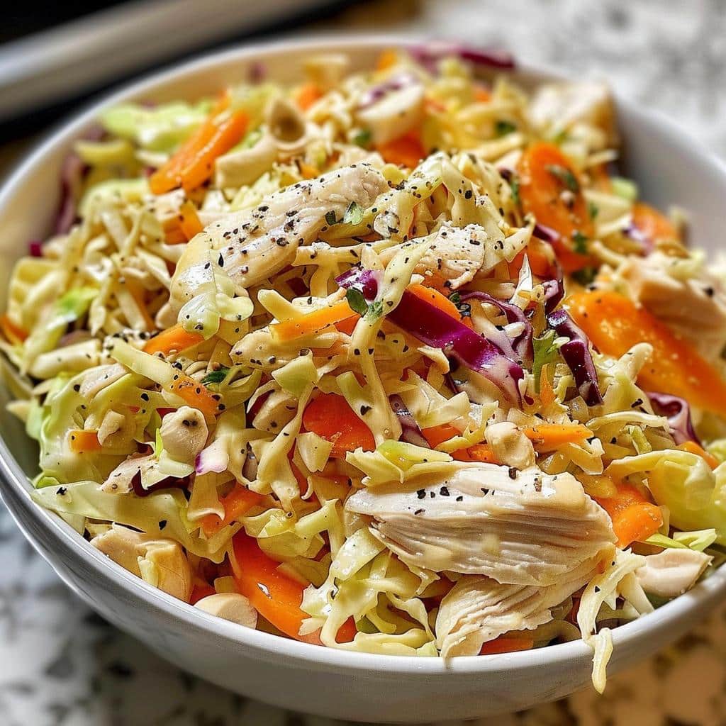 Crunchy 15-Minute Chicken Coleslaw Recipe with a Tangy Twist