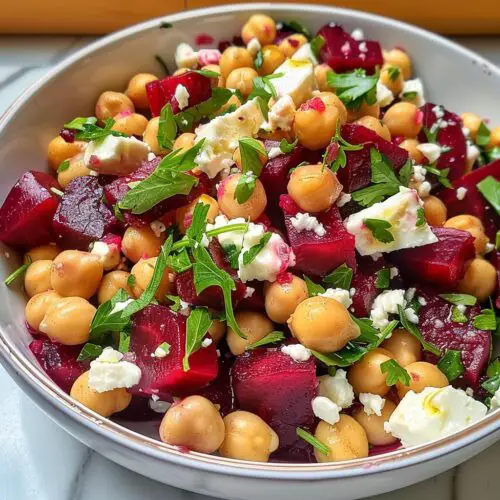10-Minute Chickpea Beet Feta Salad to Brighten Your Day