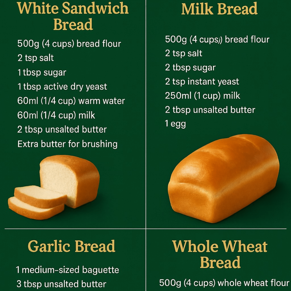 The Ultimate Homemade Bread Collection: White, Milk, Garlic, and Whole ...