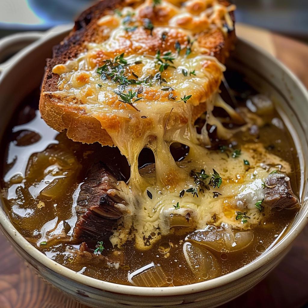 Hearty French Onion Short Rib Soup with Cheesy Gruyere Toast