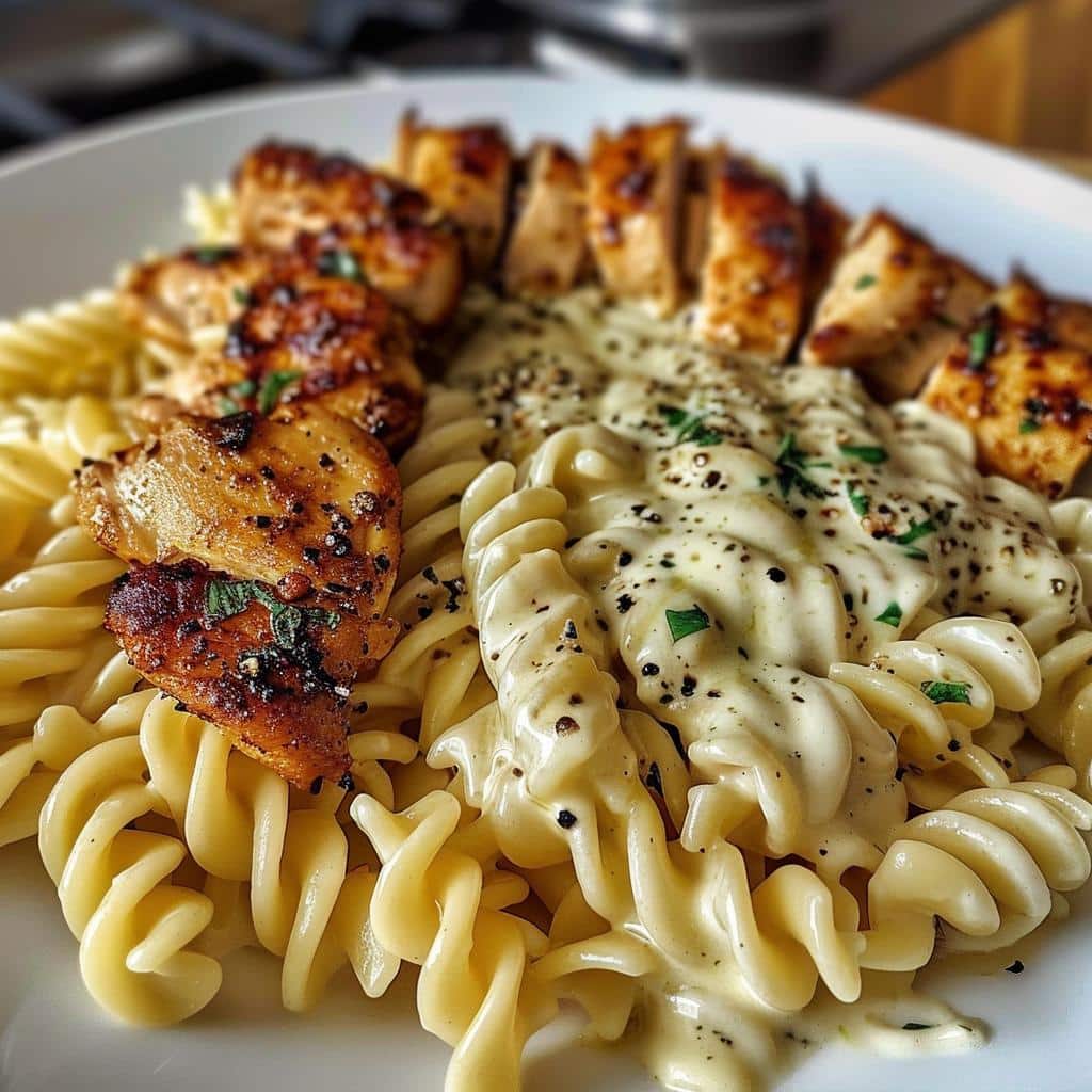 30-Minute Fusilli Pasta with Luscious Garlic Parmesan Chicken