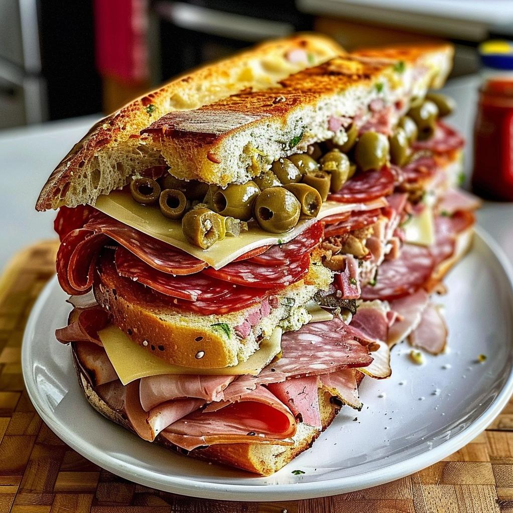 Giant Muffaletta Italian Sandwich: A Flavor Bomb in Every Bite