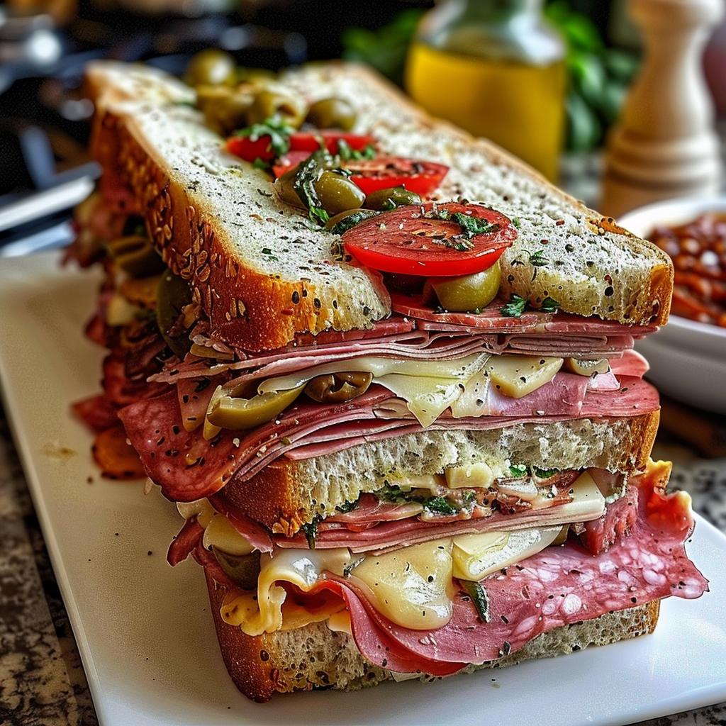 Giant Muffaletta Italian Sandwich: A Flavor Bomb in Every Bite