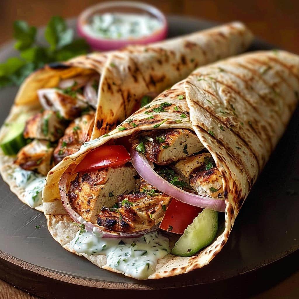 15-Minute Greek Chicken Tortilla with Yogurt Cucumber Sauce Magic