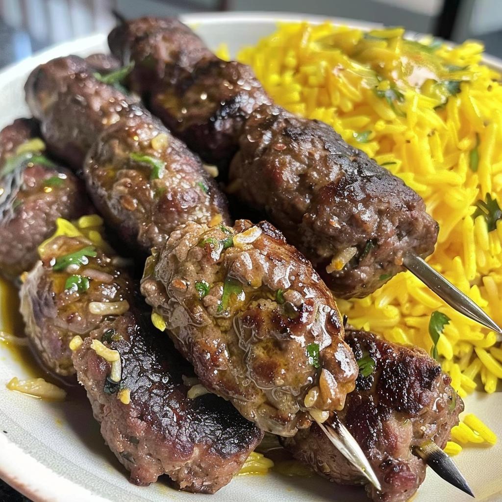 Juicy 5-Ingredient Grilled Beef Kofta with Spiced Rice