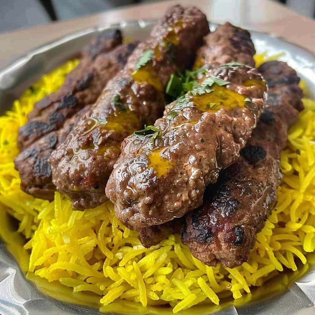 Juicy 5-Ingredient Grilled Beef Kofta with Spiced Rice