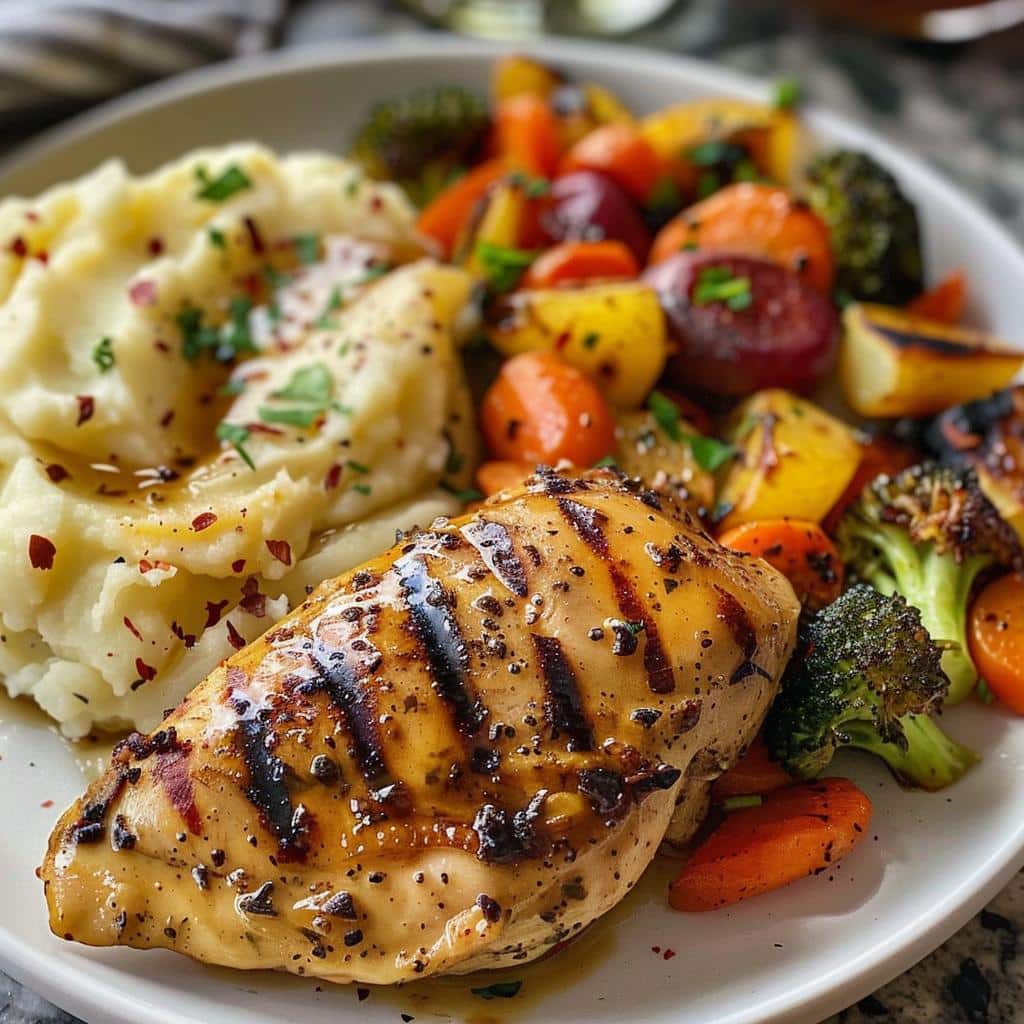 Juicy Grilled Chicken with Creamy Mashed Potatoes in 40 Minutes