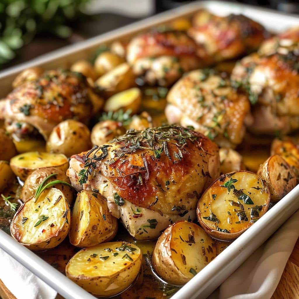 Crispy 1-Pan Herb Roasted Chicken with Potatoes - Irresistible!