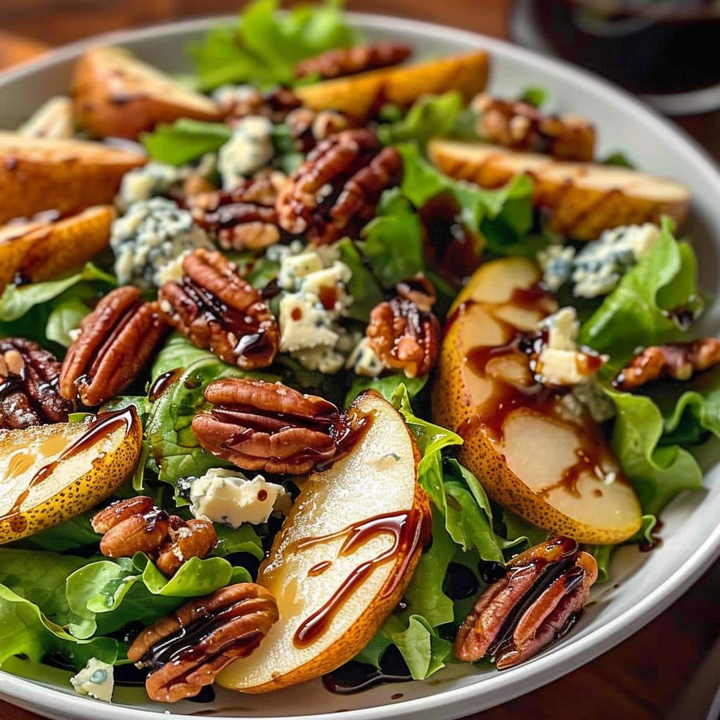 15 Minute Pear And Candied Pecan Salad With Balsamic Vinaigrette