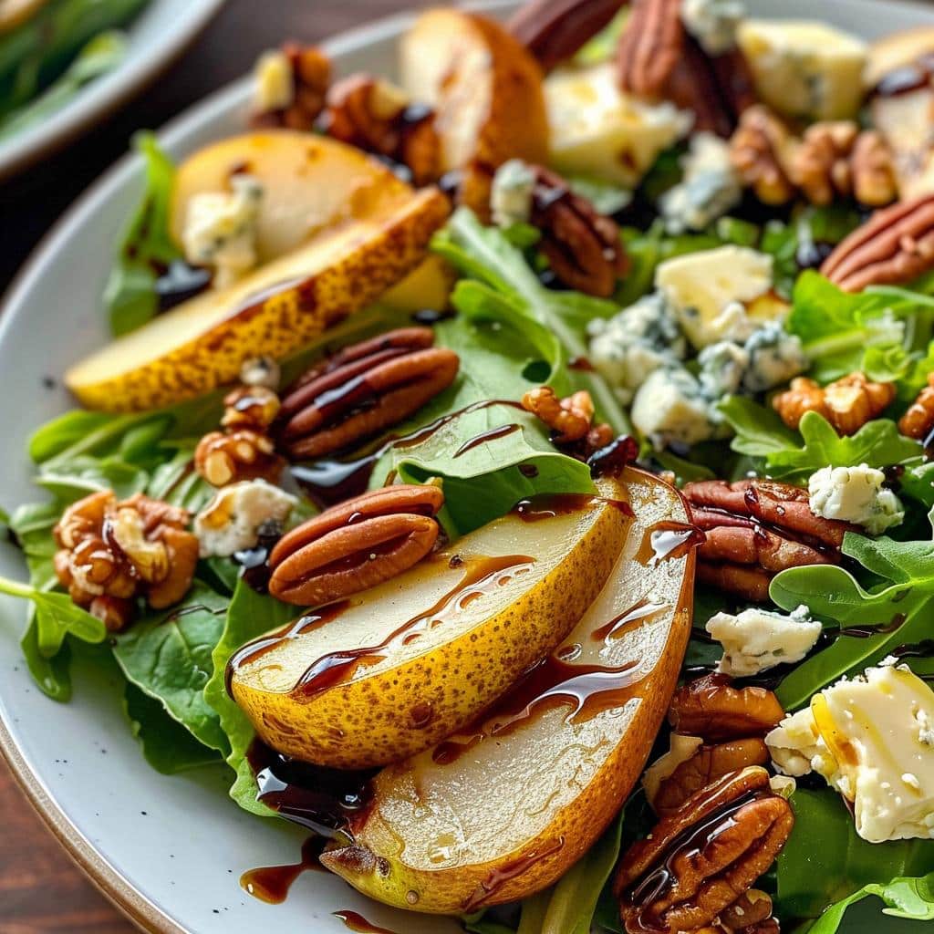 15 Minute Pear And Candied Pecan Salad With Balsamic Vinaigrette