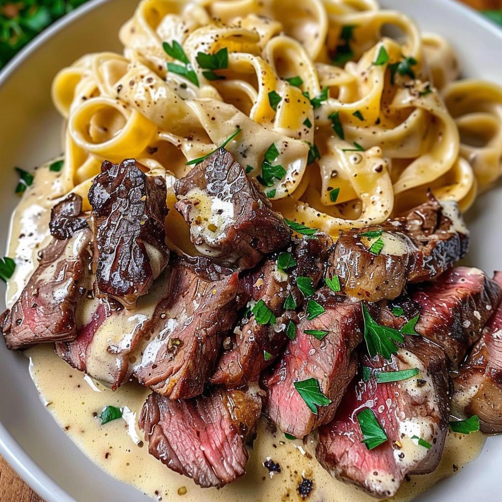 25-Minute Ribeye Steak Pasta with Creamy Parmesan Sauce Delight