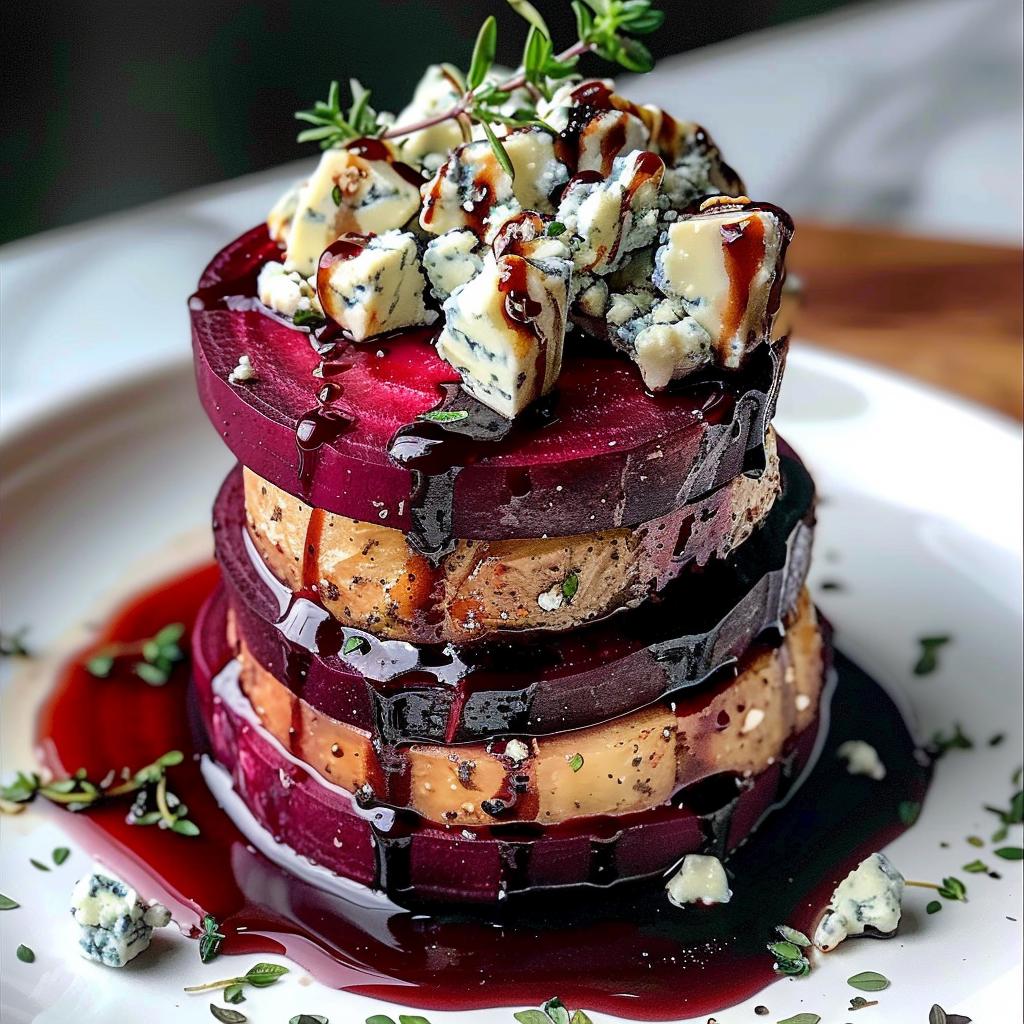Flawless Roasted Beet Blue Cheese Towers in 30 Minutes