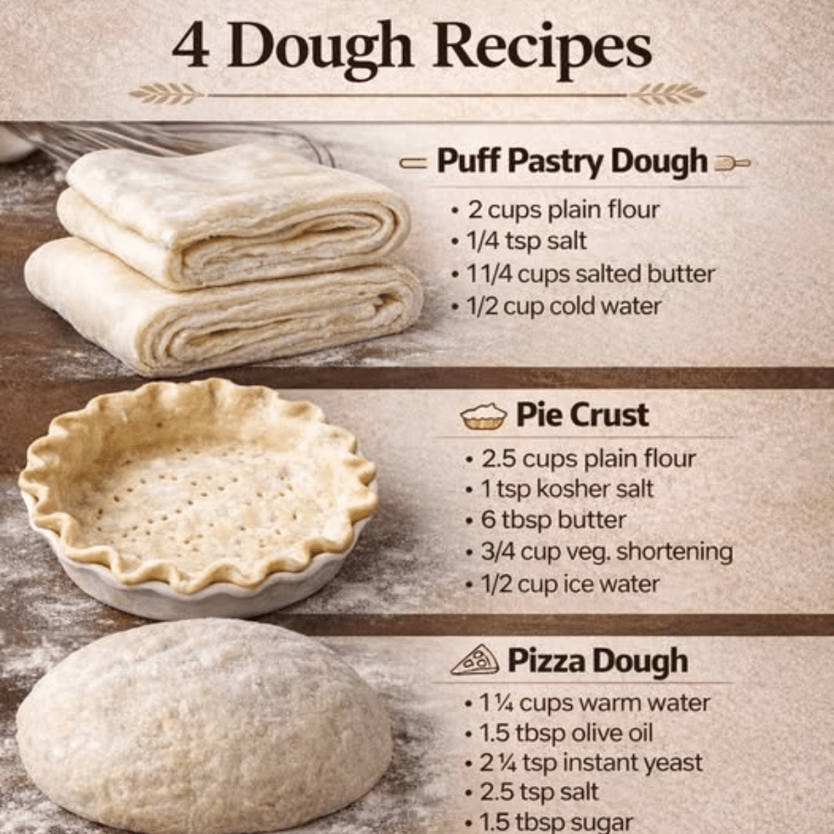 Four Essential Doughs Explained: Puff Pastry, Pie Crust, Pizza Dough ...