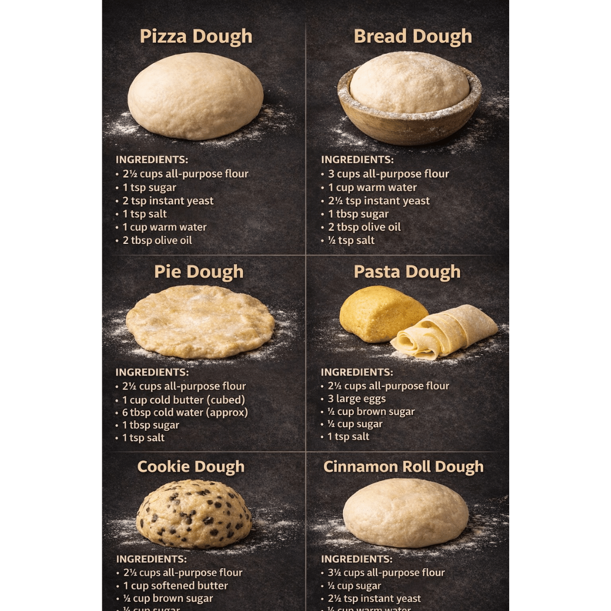 Full Recipes for Each Dough Type