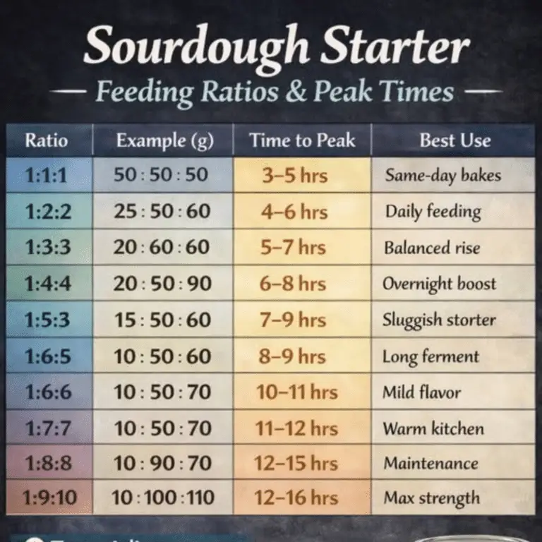 Sourdough Starter Feeding Guide (Ratios & Peak Times)