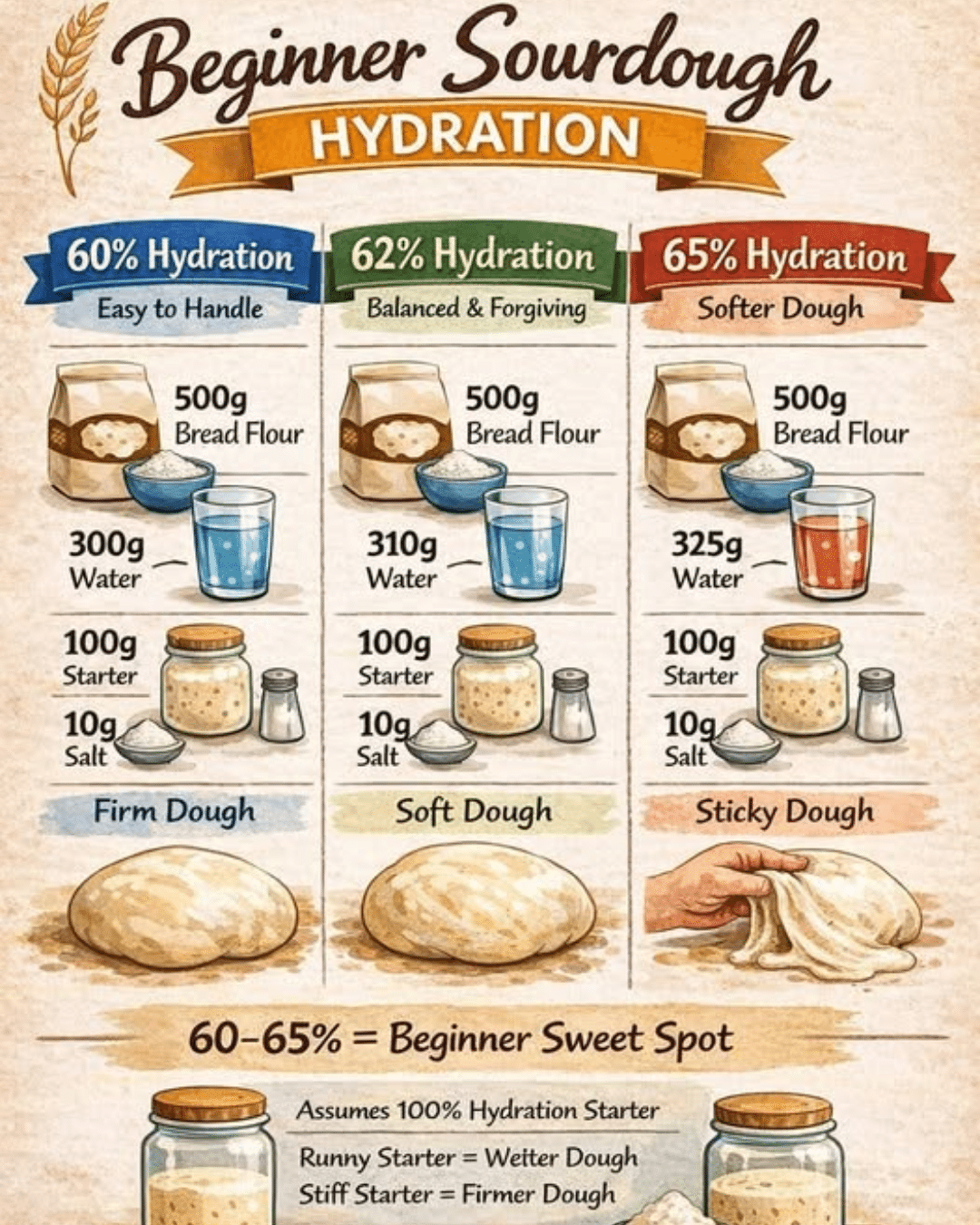 Beginner Sourdough Bread (60–65% Hydration) – Easy Step-by-Step Guide